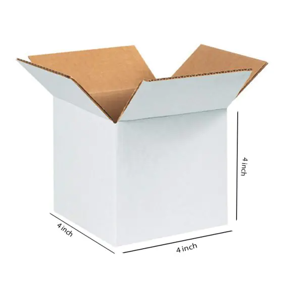 Buy 3 ply Single wall Corrugated White Box 4X4X4 Inch Online India ...
